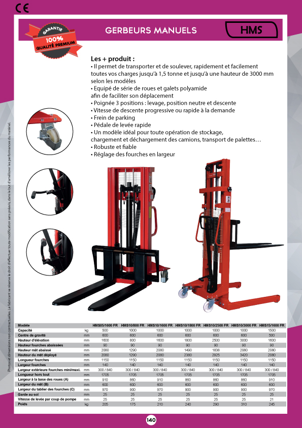 Gerbeurs manuels 500kg - Garaud Ets